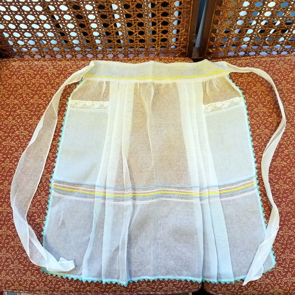 Kitchen | Vintage Sheer Baby Blue Half Skirt Apron Pastel Bricabrac ...
